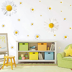 Toyvian Daisy Flower Wall Stickers 3D Removable Flowers Decal Floral DIY Mural for Nursery Bedroom Living Room Bathroom Kitchen Decoration