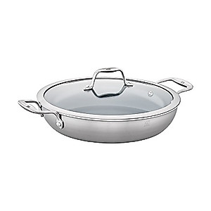 ZWILLING Spirit Ceramic Nonstick Braiser, 4-qt, Stainless Steel/Grey
