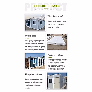 Foldable Prefabricated Container Home - Modular Tiny Home with Customizable Bathroom, Kitchen, Living Room & Bedroom - Ideal Mobile Home for Adults