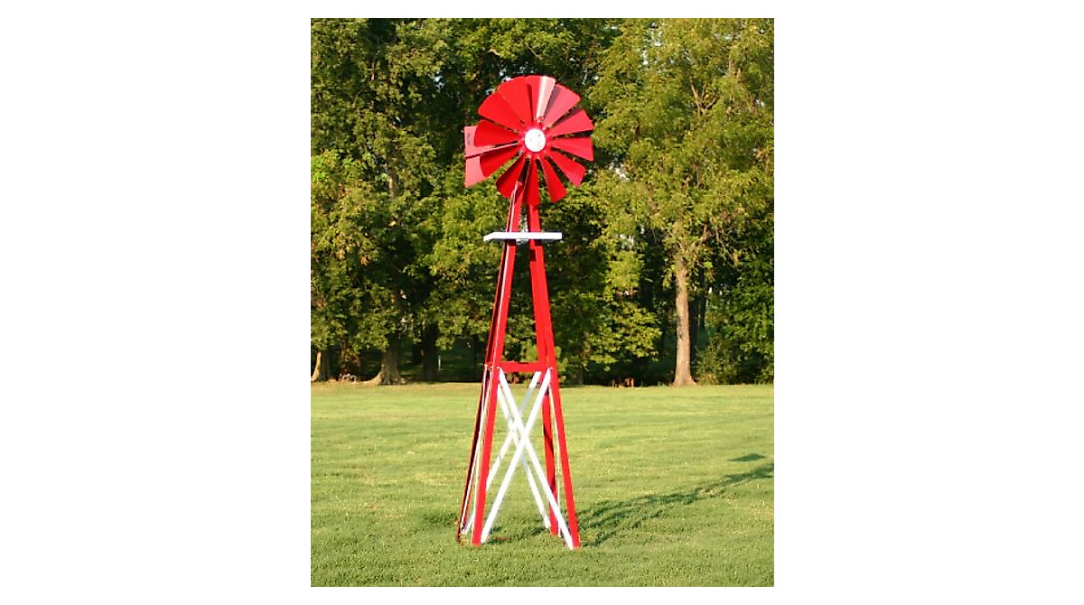 Charming 9-Foot Red & White Backyard Windmill