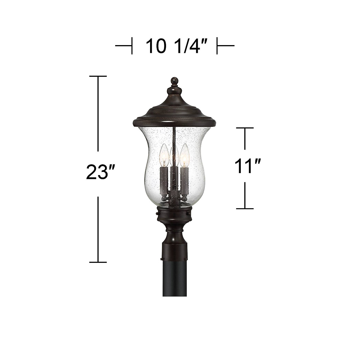 Franklin Iron Works Carriage Traditional Outdoor Post Light Fixture LED Bronze 23" Clear Seedy Glass Decor Exterior House Porch Patio Outside Deck Garage Yard Garden Driveway Home Lawn Walkway