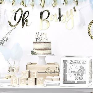 WNINK 50 Pcs Diaper Raffle Tickets with Box for Baby Shower, Diaper Raffle Card Gender Reveal Diaper Raffle Card Box for Baby Shower Games Diaper Raffle Box Party Decorations Table Centerpiece (White)