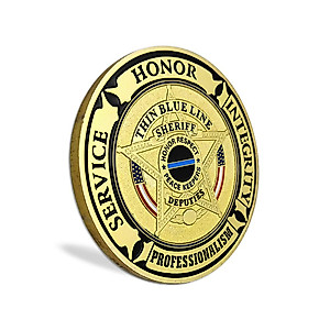 Thin Blue Line Sheriff Police Challenge Coin Law Enforcement Oath of Honor