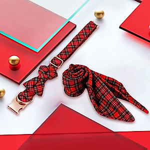 Christmas Dog Collars for Female Dogs,Dog Bow Tie Collar as Dog Gifts for Large and Medium Dog,Pet Gift Collar with Bow Tie & Soft Bandana,Adjustable Dog Bow Tie Collar,Girl Dog Collar for Large Dogs