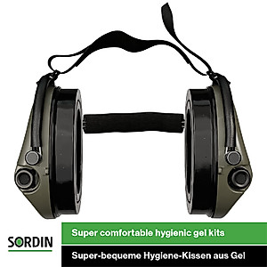 Sordin Supreme Pro-X Ear Defenders for Hunting & Shooting - Active & Electronic - Neckband Band & Gel Kits - Green Ear Muffs