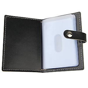 Karlling credit card holder wallet for women/man soft leather business card holder card case organizer bag with 20 card sleeves inside(Black)