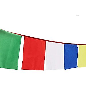 Blank Tibetan Prayer Flags, Traditional Design with 5 Element Colors (9.5 x 9.5 In, 25 Flags)