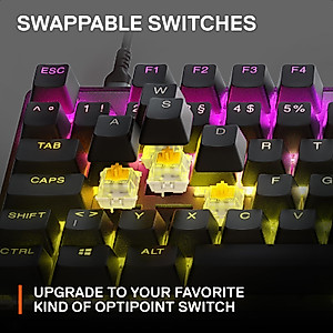 SteelSeries New Apex 9 Mini TKL, HotSwap Optical Mini Gaming Keyboard, 60 Percent Compact Design, Optical Switches, RGB, Double Shot PBT Keycap, Wired Keyboards for Computer PC Gaming (Renewed)