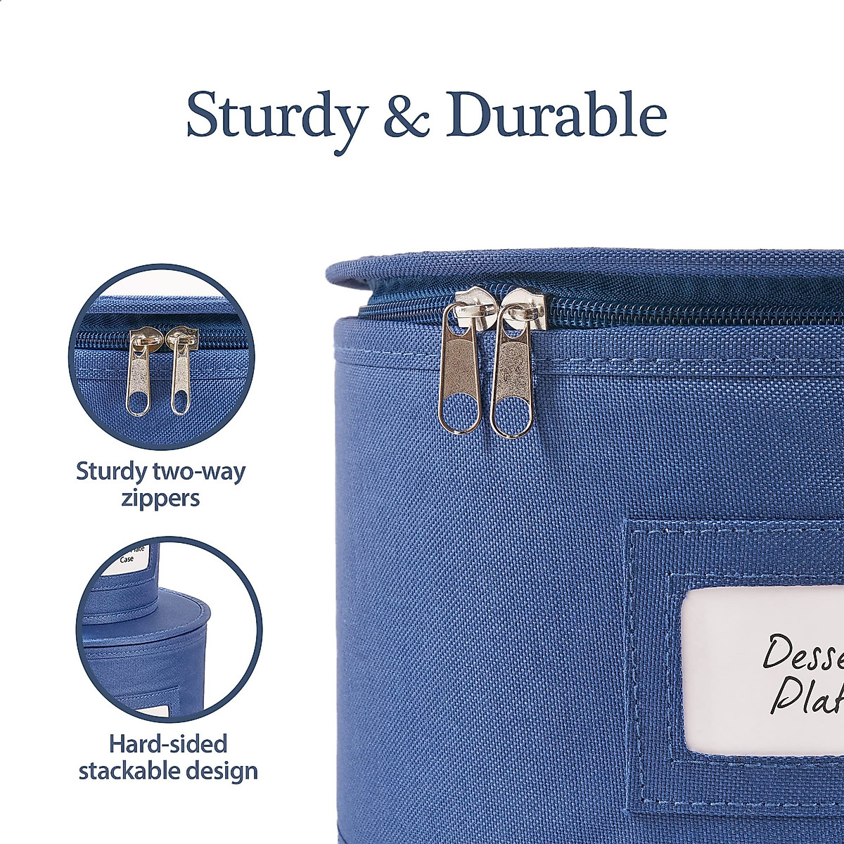 Bulb & Shade China Storage Containers, Hard Shell and Stackable, for Dinnerware Storage and Transport, Protects Dishes Cups and Mugs, Felt Plate Dividers Included (Navy, 5 Piece Set)