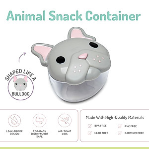 melii Animal Snack Containers with lids - Food Storage for Toddlers and Kids - Bulldog