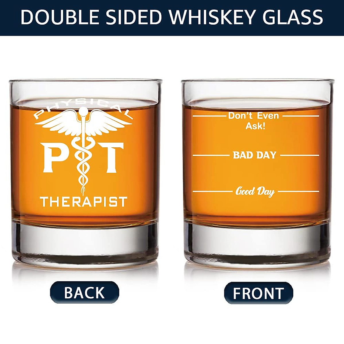 TOUNER PT Physical Therapy Whiskey Glass with Gift Box, Nurse Gift for Dentist, Dental, Medical, Hygienist, Doctor, Nurse, Coworker, Retirement Gifts for Doctor, Graduation Gift for Doctor