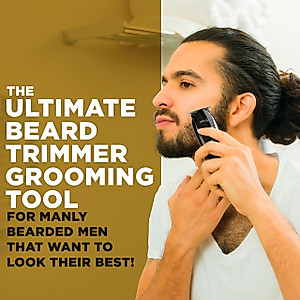 Milli-U Men's Waterproof Cordless Beard and Body Hair Trimmer, Self-Sharpening Steel Blades, 13 Multigroom Attachments, 1 Year Risk Free Guarantee