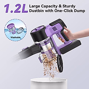 INSE Cordless Vacuum Cleaner, 26Kpa 350W Stick Vacuum for Hardwood Floor, Up to 50 Mins Rechargeable Battery, 6-in-1 Household Wireless Lightweight Vacuum for Pet Hair Carpet - S10