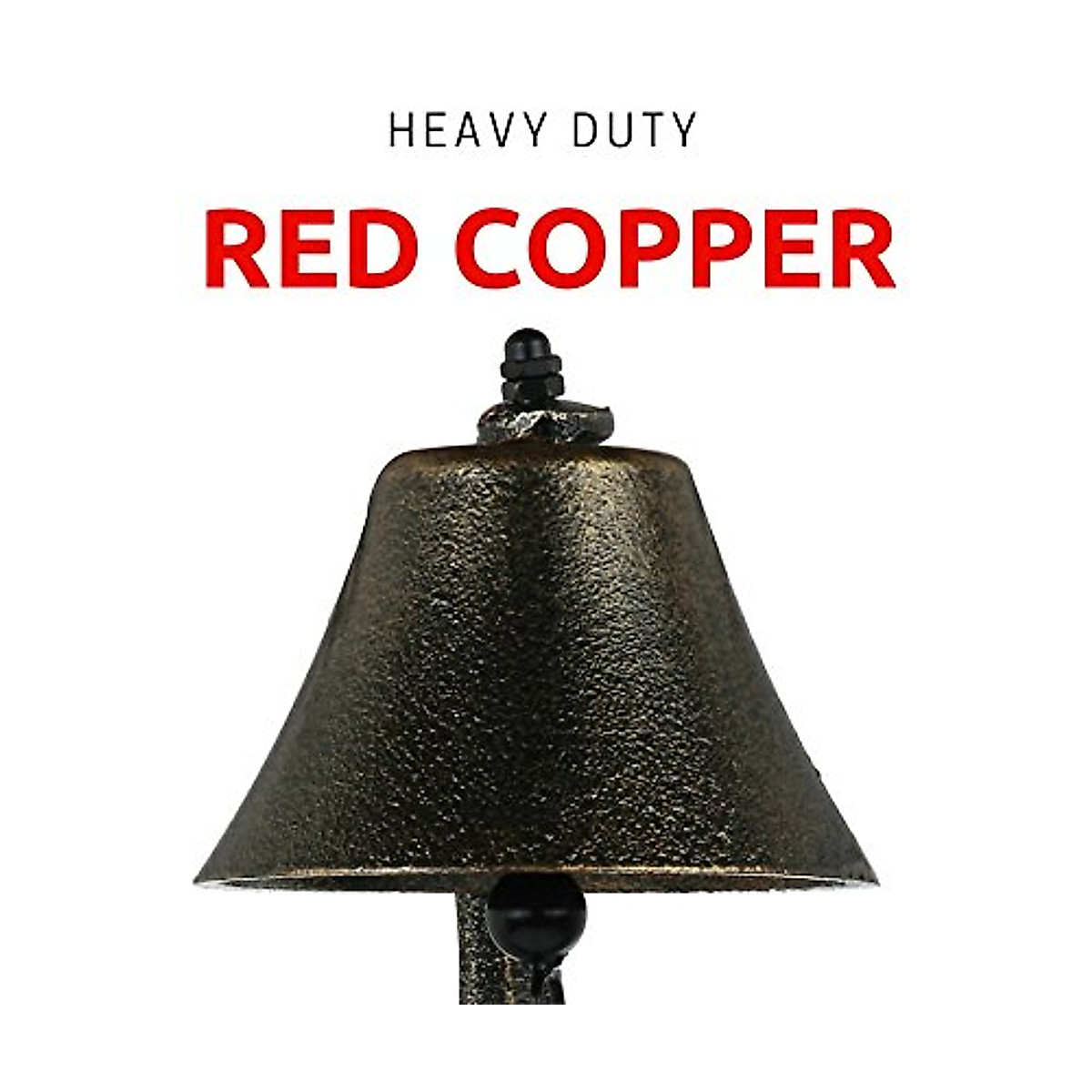 Upstreet Dinner Bell for Outside or Inside Made of Red Copper Hanging Bell, Cast Iron Outdoor Bell to Wall Mounted Surfaces for Church, Home, and School Bell (Red, 6)