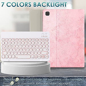 Wineecy Backlit Keyboard Case for Samsung Galaxy Tab A 10.1" 2019, 7 Colors Backlight Magnetically Detachable Wireless Keyboard & PU Folio Stand Cover Case for SM-T510, SM-T515, SM-T517 Tablet (Pink)