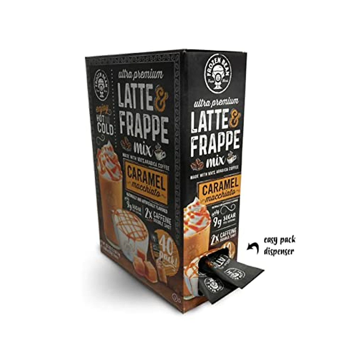 Frozen Bean Ultra-Premium Caramel Macchiato (Lightened) Latte & Frappe (40 Pack)