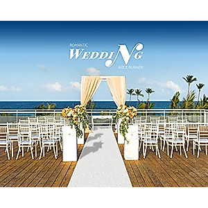 EZLucky Aisle Runner for Wedding Ceremony 3X100ft Includes Pull String, White Wave Scroll Pattern Carpet Runner for Wedding Ceremony, Party, Christmas Decorations, Indoor & Outdoor 40gsm Thickness