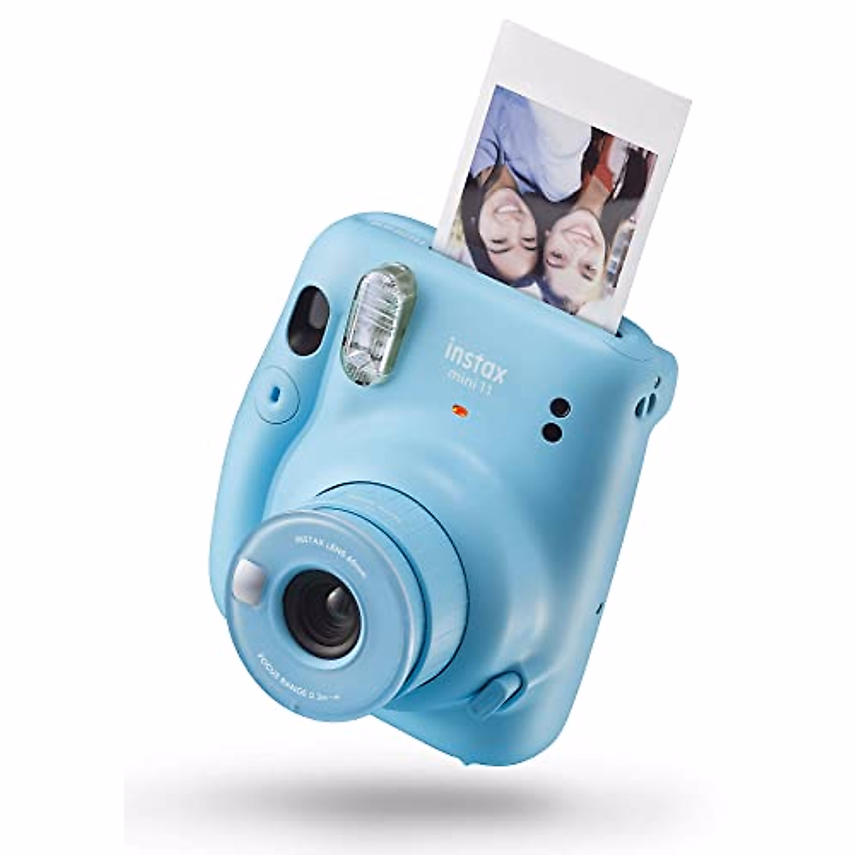 Fujifilm Instax Mini 11 Instant Film Camera with Automatic Exposure and Flash, Polaroid Camera, Fujinon 60mm Lens with Selfie Mirror, Optical Viewfinder - Sky Blue (Renewed)