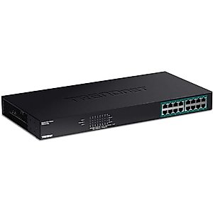 TRENDnet 16-Port Gigabit PoE+ Switch, 16 x Gigabit PoE+ Ports, 246W PoE Power Budget, 32 Gbps Switching Capacity, Desktop Switch, Ethernet Network Switch, Metal, Lifetime Protection, Black, TPE-TG160g