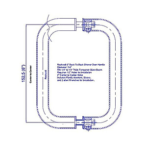 Rockwell Security Tubular Back to Back Door Pull 6 Inch Brushed Nickel Finish for Commercial and Residential Heavy Glass Frameless Shower Doors 1/4 Inch to 1/2 Inch Thick