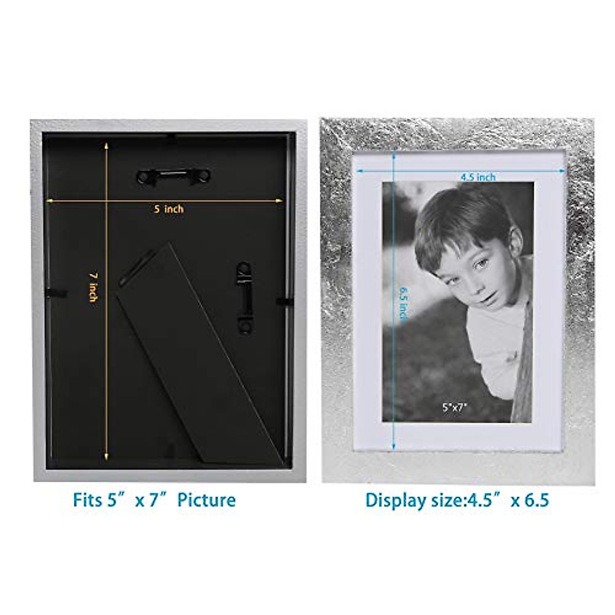 MANG 5x7 Photo Picture Frame with mat for Wall or Tabletop Display,Sliver