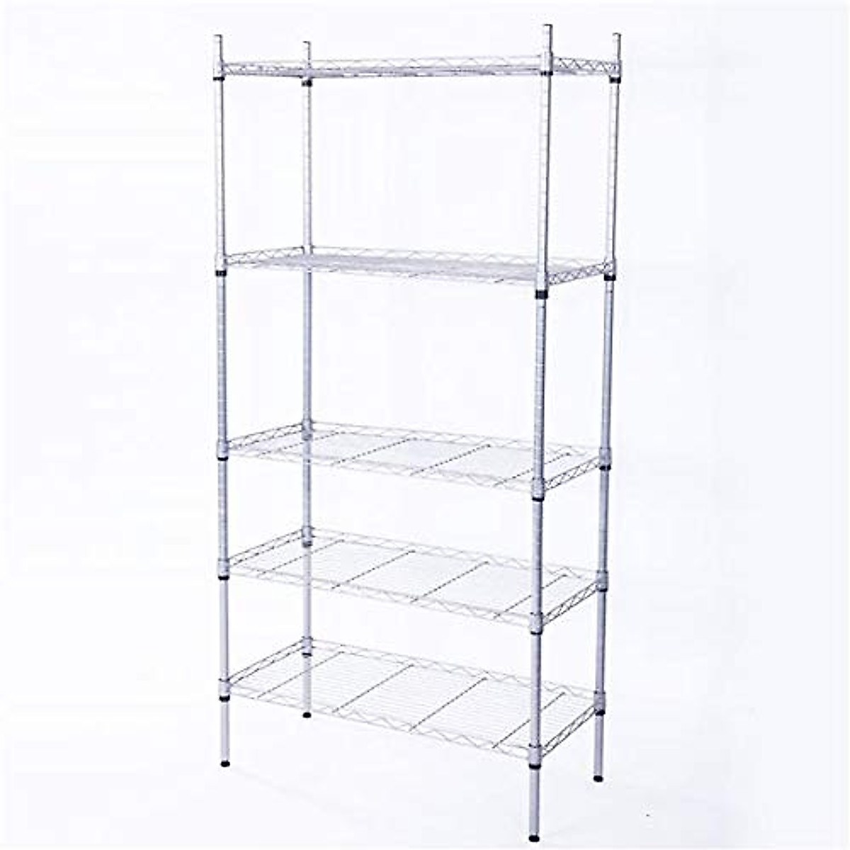 EEBUIHUI 5 Tier Adjustable Storage Shelf Metal Storage Rack Wire Shelving Unit Storage Shelves Metal for Pantry Closet Kitchen Laundry (Silver-5)