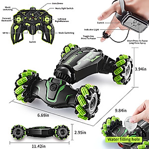 TADOZIC 4WD Remote Control Gesture Sensor Car,Hand Controlled RC Stunt Car,Double-Sided Vehicle 360° Rotation with Light and Music Spray, Watch Toy Cars for Boys & Girls Birthday