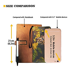 xixirimido Yellow Sunflower Giraffe Pattern Women's Wallet Handbags with Wristlet Pu Leather Bifold Cell Phone Coin Purse for Travel Work