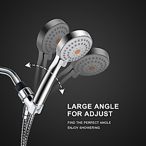 HO2ME High Pressure Handheld Shower Head with Powerful Shower Spray against Low Pressure Water Supply Pipeline, Multi-functions, w/ 79 inch Hose, Bracket, Flow Regulator, Chrome Finish