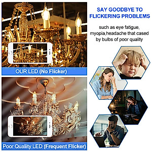 ENERGETIC 12 Pack Dimmable Candelabra Led Light Bulb, CA11 Shape,Flame Tip Style, 60 Watt Equivalent, 2700K Soft White, E12 Base, Led Candelabra Bulb,CRI 90+, UL Listed， Halloween Christmas Decoration
