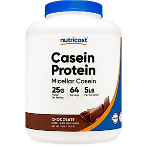 Nutricost Casein Protein Powder 5lb Chocolate - Micellar Casein, Gluten Free, Non-GMO