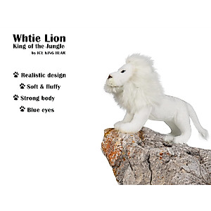 Ice King Bear White Lion Stuffed Animal, Lifelike Plush Toy, 12 Inches Length