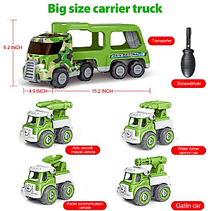 Rydohi Kids Toys Car for Boys : Toddler Truck Toys DIY Take Apart with Map Mat 5 in 1 Carrier Vehicle Construction Toys for Kids Age 3 4 5 6 7 Birthday Party for Kids Gifts