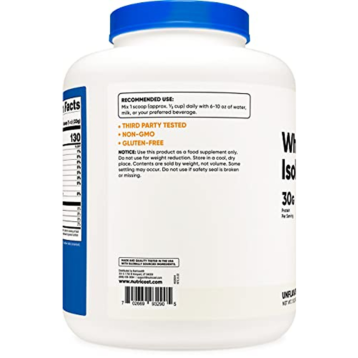 Nutricost Whey Protein Isolate (Unflavored) 5LBS