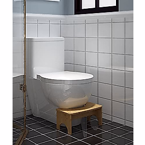 Bamboo Toilet Stool for Adults, JACNITAD 6.5 Inch Toilet Poop Stool, Bathroom Toilet Poop Stool with Non-Slip Mat for Adults, Children, Original Simple Design Healthy Portable Adult Toilet Poop Stool.