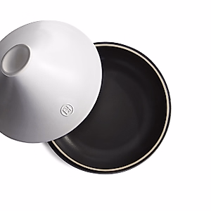 Emile Henry Delight Ceramic Quart Tagine, 2 Qt, Slate|White