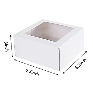 [15pcs]White Paper Cupcake Boxes,Valentines Day Cookie Gift Boxes with Clear Window, Auto-Popup Cupcake Containers Carriers Bakery Cake Box with Insert 4 Cavity (White,15)