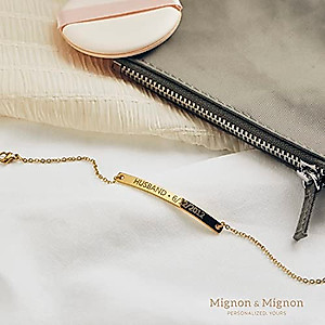 Gold Name Bar Engraved Bracelet Personalized Bracelets for Women Gift for Mom Her Handmade Friendship Bracelets Custom Anniversary Bridesmaid Wedding Gifts Jewelry Birthday Graduation Grandma -12BR