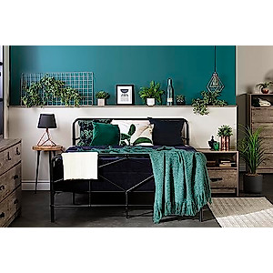 South Shore Sazena Geometric Metal Platform Bed -Full-Matte Black