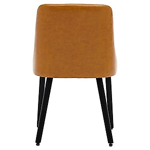 MINCETA Dining Chair,Morden Wood Leg Upholstered Kitchen Chair Set of 2,PU in Brown