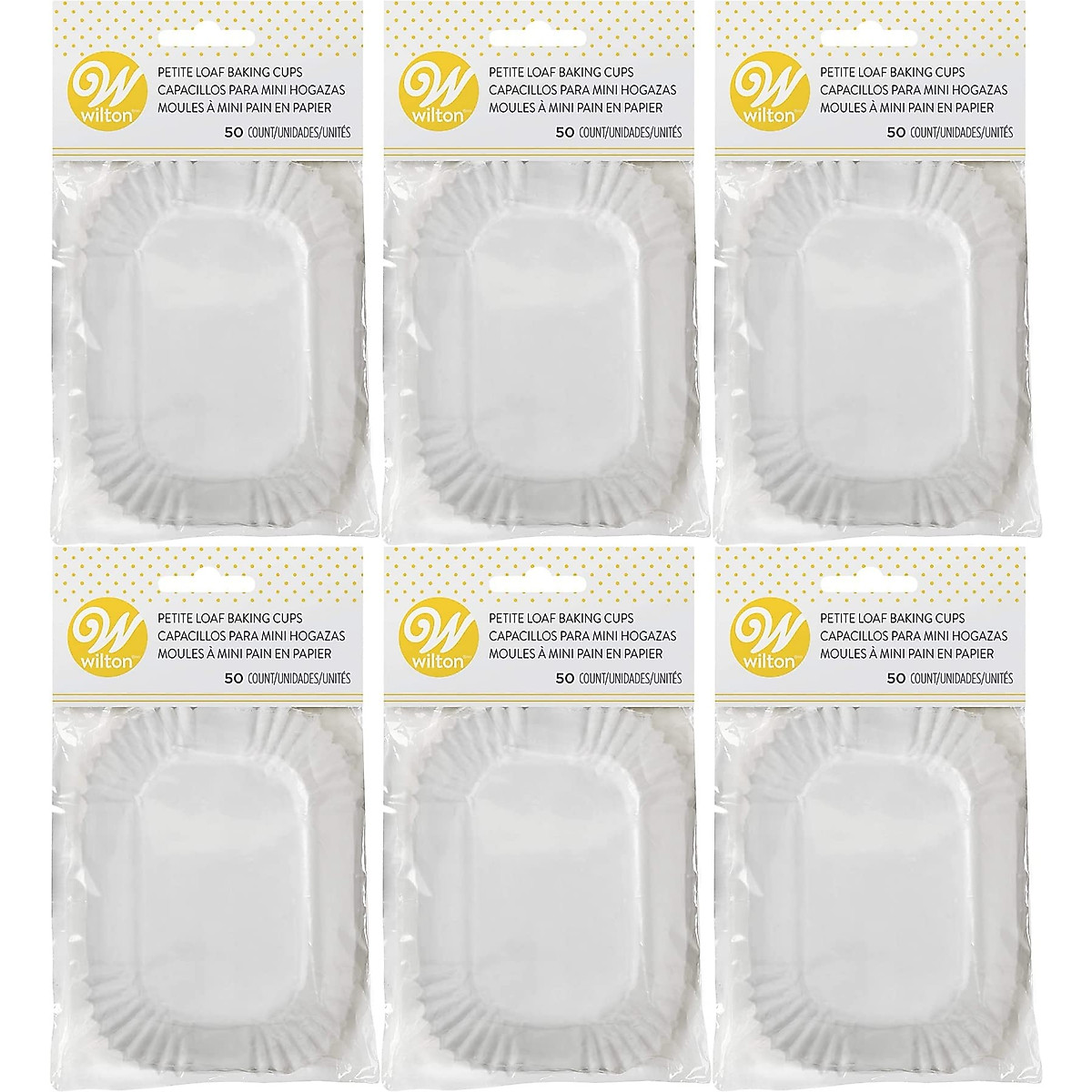 Wilton Baking Cups White Petite Loaf 50 pack (6-Pack)