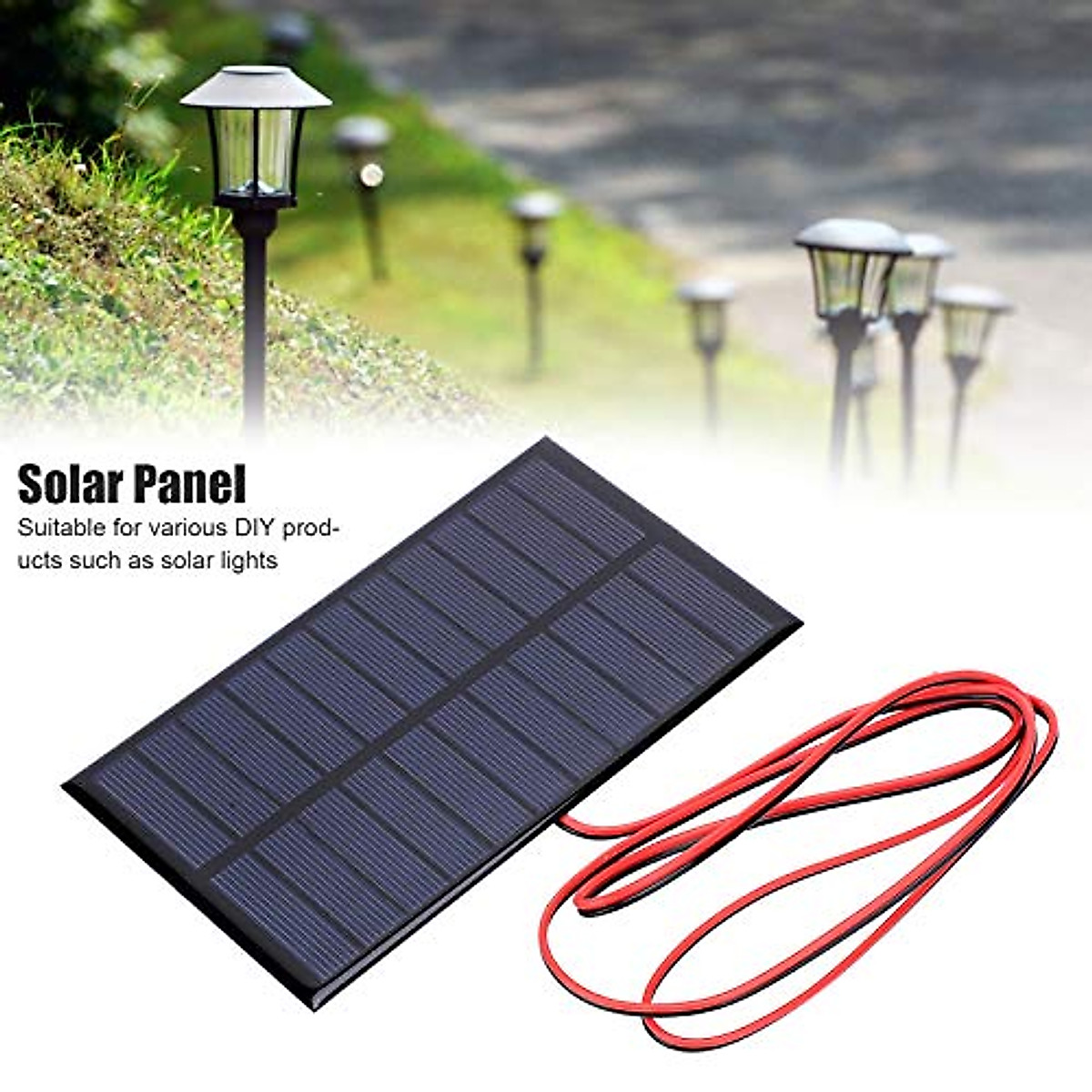 2Pcs Mini Solar Panel Cell Power Charger Module, Cell Board Module 100CM Red and Black Line 5.5V 1.6W