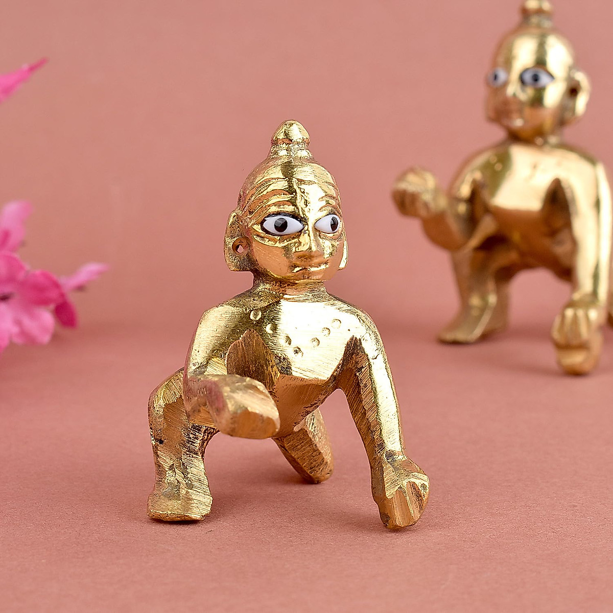 Craftsman Brass Laddu Gopal Ji Idol Kanha Ji Murti/Statue Indian Krishna Figurine Gopal Krishna Janmashtmi Kanha Makhan Chor Bal Gopal Murti for Krishnajanmashtmi Home and Temple (Size 0)