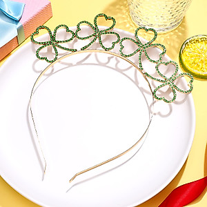 ZITULRY St Patrick's Day Headband Rhinestone Shamrock HAPPY ST.PATRICKS Letter Hairband Crystal Irish Green Lucky Clover Headpiece