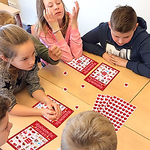 TENDFINE 24 Players Valentine’s Day Bingo Cards - Valentines Bingo Game for Valentine Party School Classroom Family Activities