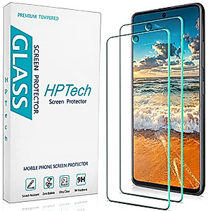HPTech [2 Pack] Designed for Samsung Galaxy A51/ A51 5G/ 5G UW Tempered Glass Screen Protector, 9H Hardness [Fingerprint Unlock] [Case Friendly]