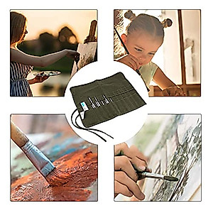 Yosoo Artist Draw Pen Watercolor Draw Pen 17''x14'' Roll Up Canvas Oil Paint Brush Bag Cases 22 Slots Holder