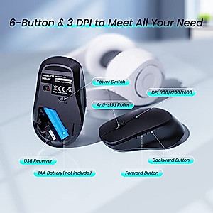 Wireless Keyboard and Mouse Combo, VEILZOR 2.4G Ergonomic Computer Keyboard and Mouse Set, Full Size Cordless USB Keyboard and Mouse Phone Holder for Mac, Laptop Tablet and Computer(Black)