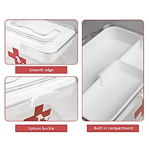 Brabtod 2 Layers Dog First Aid Kit box,Large First Aid Kit Bin,Medic Box for Dog Cat,Empty First Aid Box,Medicine Organizer with Built in Handle,Family or Dog Travel Camping Emergency Tool Set