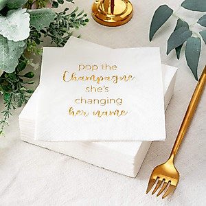 Crisky Bachelorette Cocktail Napkins Bridal Shower Dessert Napkins Gold Foil Bachelorette Bridal Shower Engagement Party Decoration Party Supplies [ 50 Count ]